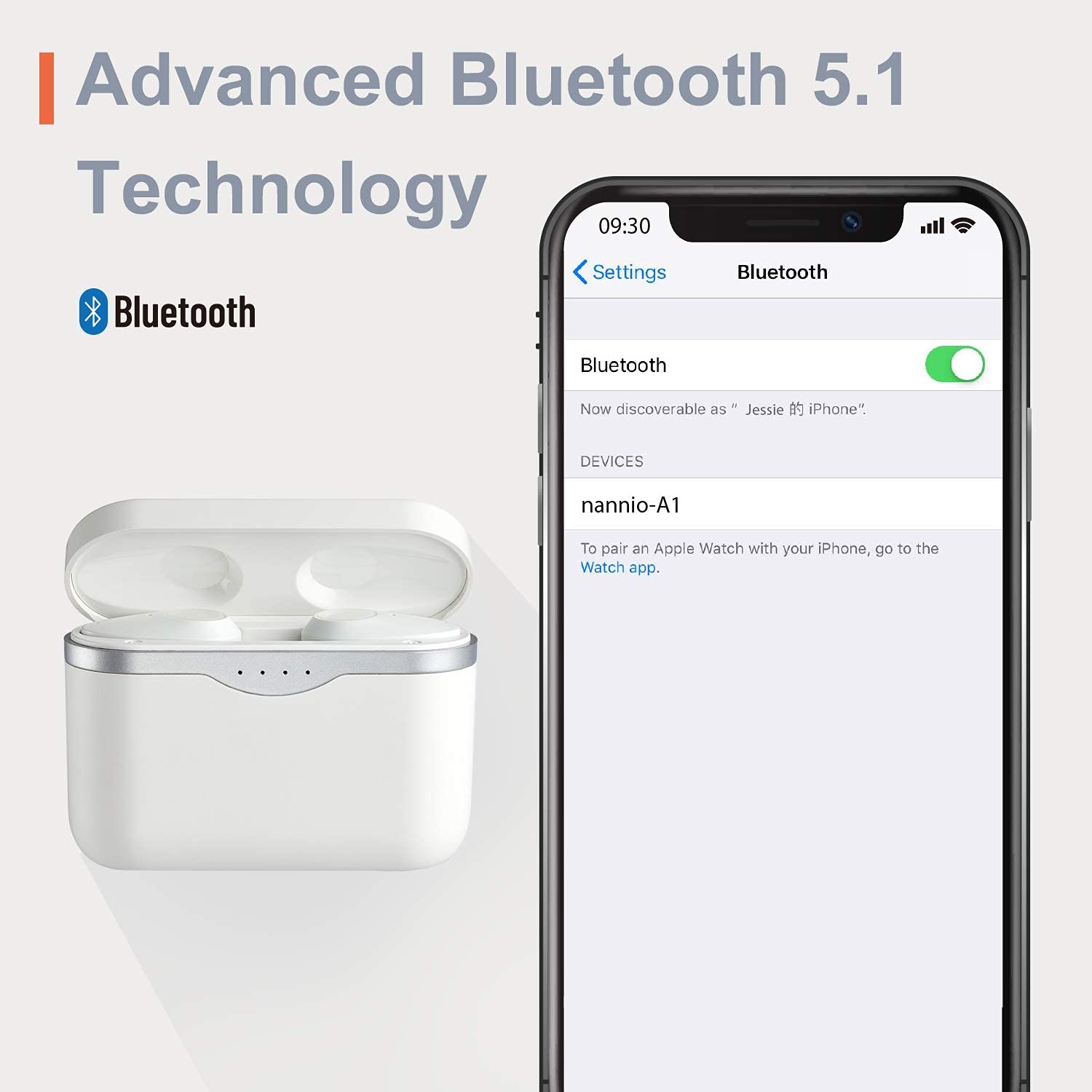 nannio A1 Wireless ANC Earphones Earbuds Active Noise Cancelling