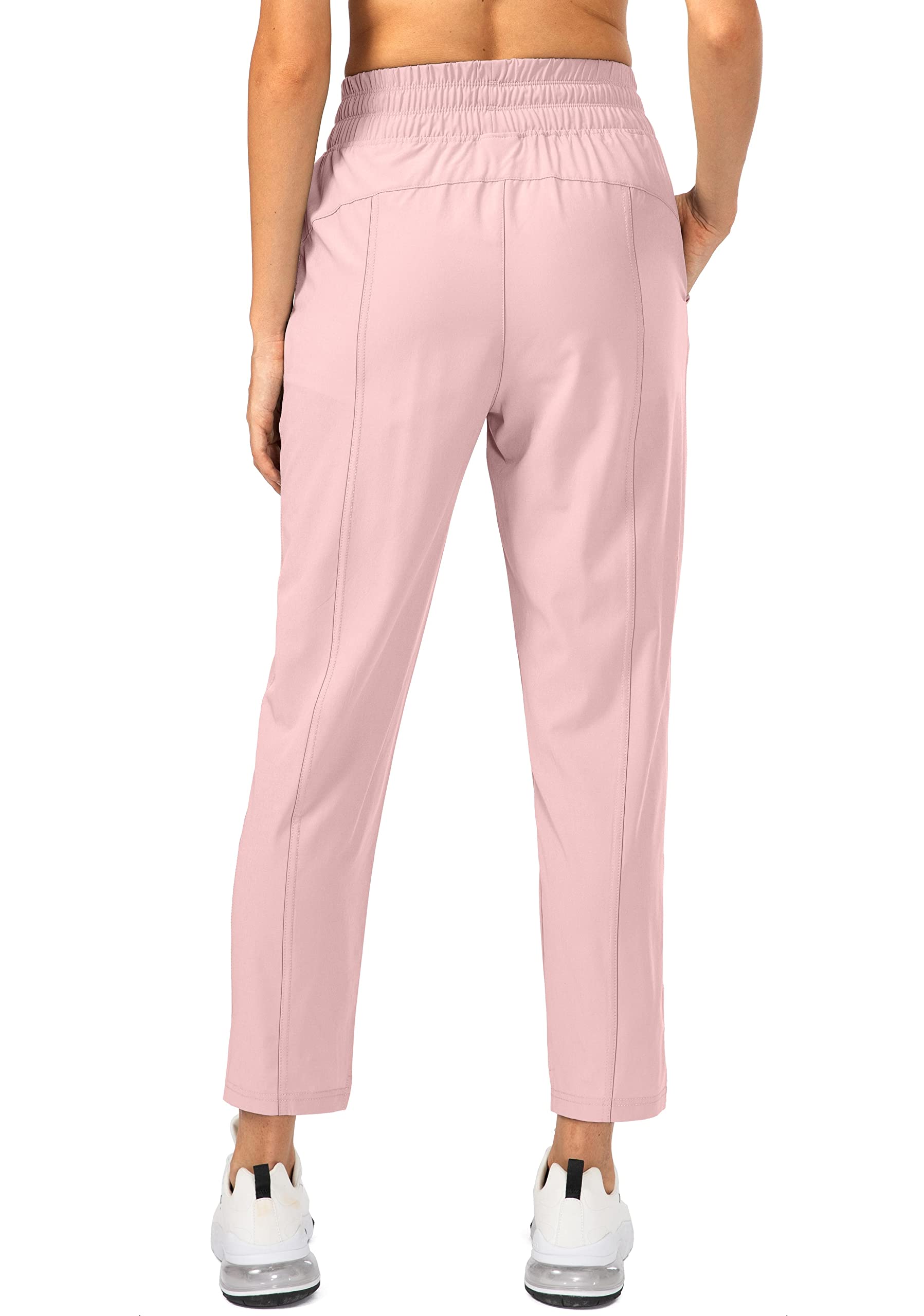 Obla Women's Lightweight Golf Pants with Zipper Pockets High Waisted Casual Track Work Ankle Pants for Women (Navy_L)