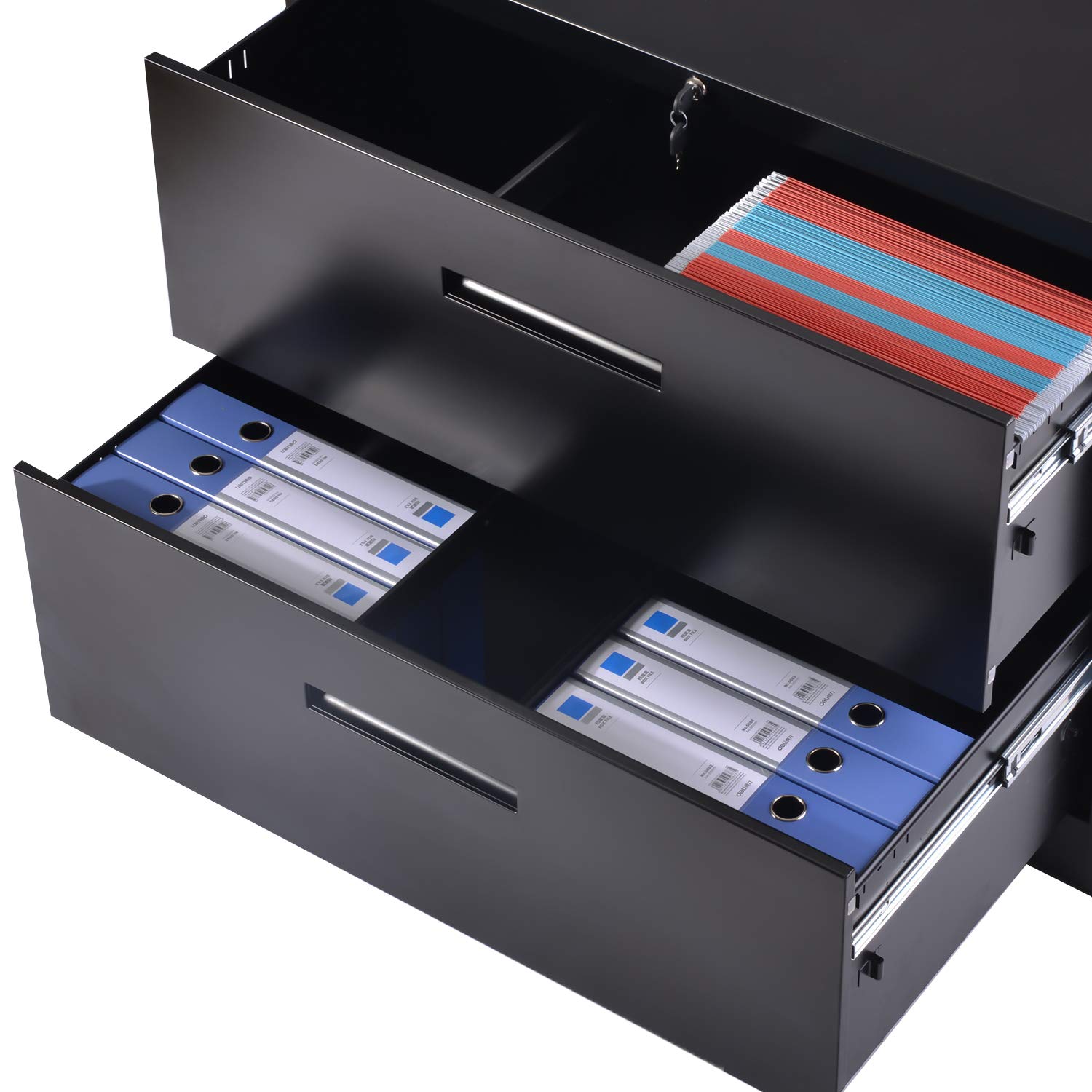 ModernLuxe Lateral File Cabinet, Home Office Steel Lockable Filing Cabinet