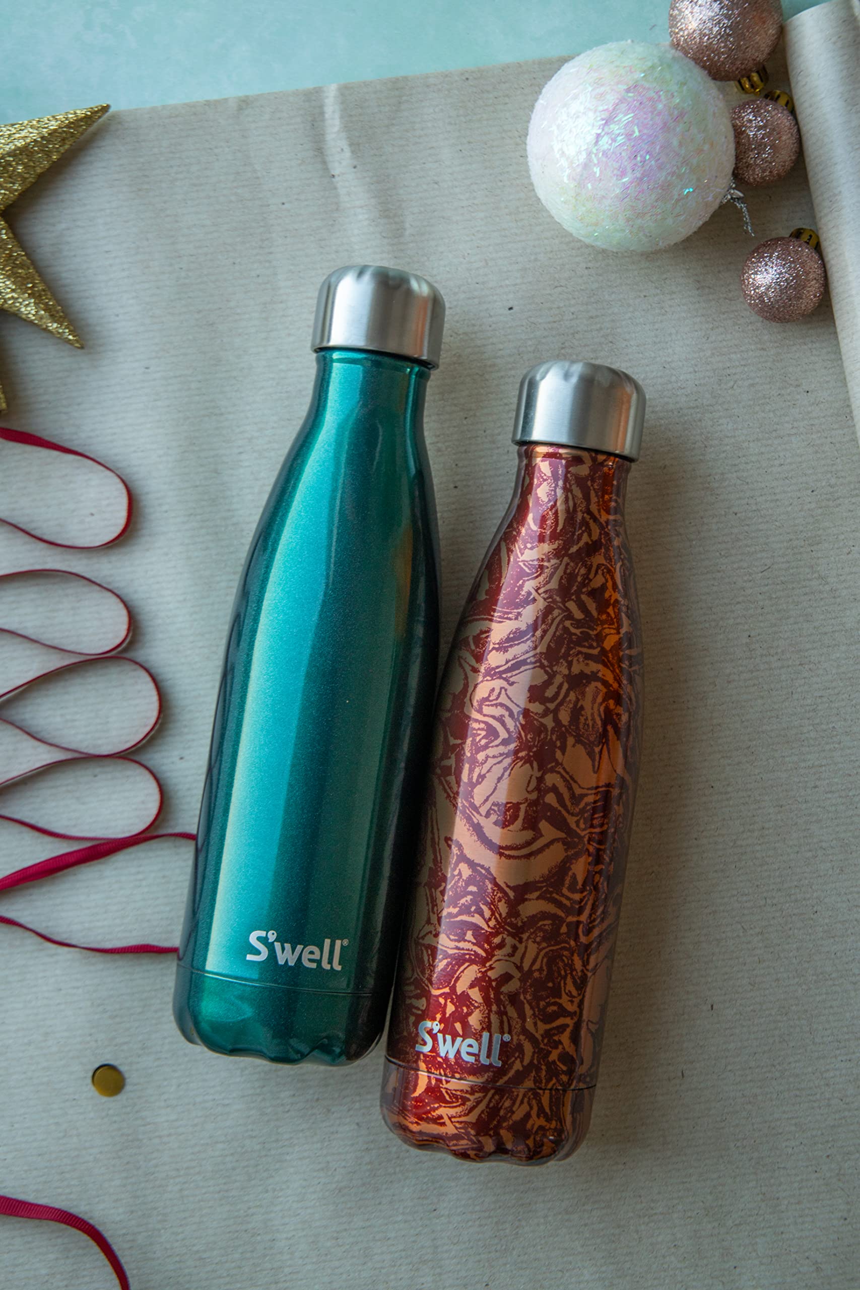 S'well Original Water Bottle, Green Sapphire, 500ml. Vacuum-Insulated Drinks Bottle Keeps Drinks Cold and Hot - BPA-Free Stainless Steel Hydration Bottle for On The Go