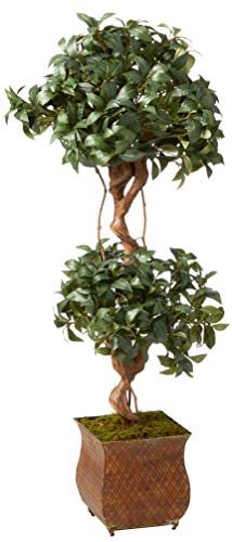 Nearly Natural 4.5’ Sweet Bay Double Topiary Artificial Tree, Green