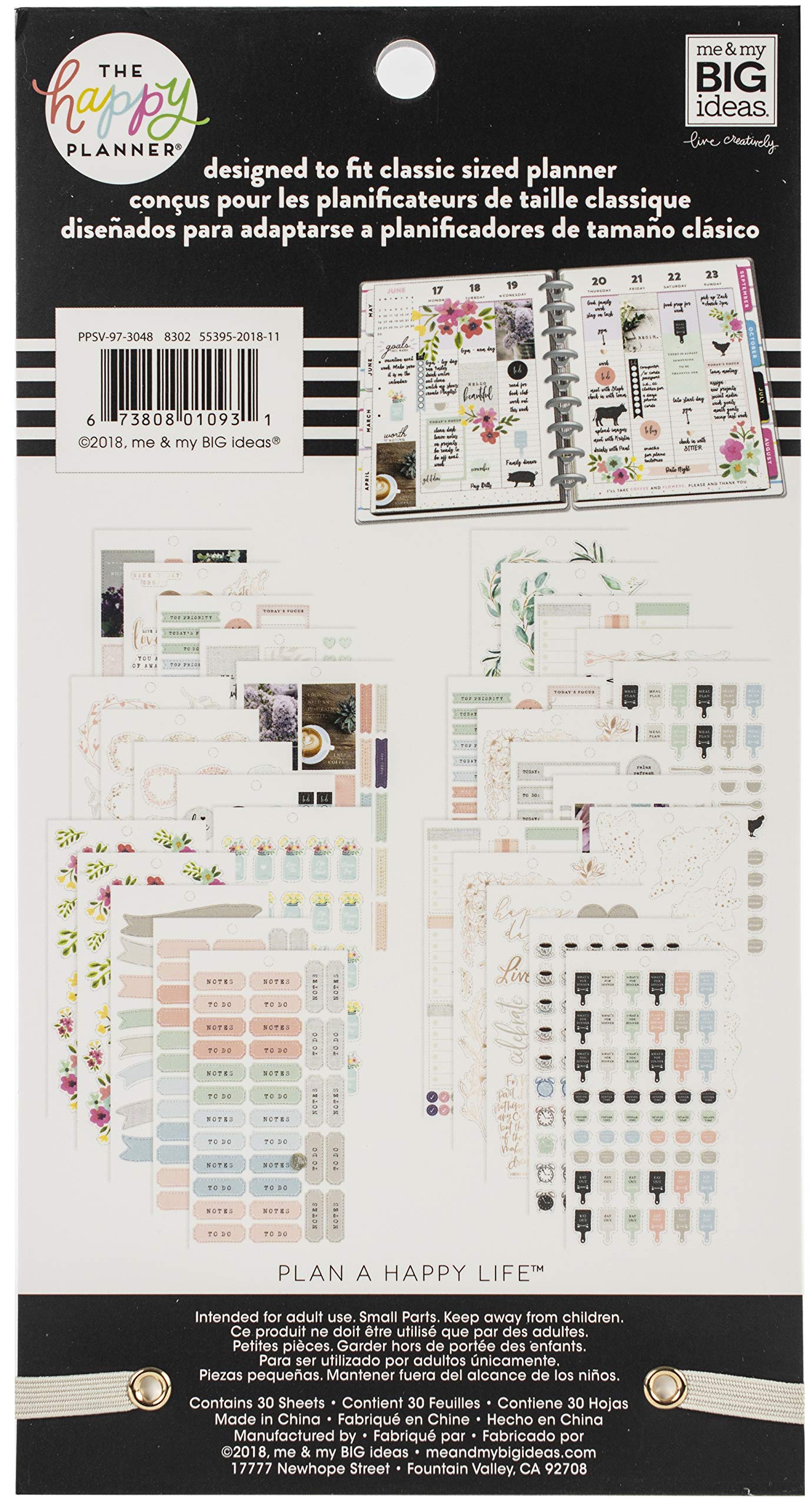 me & my BIG ideas Sticker Value Pack - The Happy Planner Scrapbooking Supplies - Farmhouse Theme - Multi-Color Stickers - Great for Projects, Scrapbooks & Albums - 30 Sheets, 715 Stickers Total