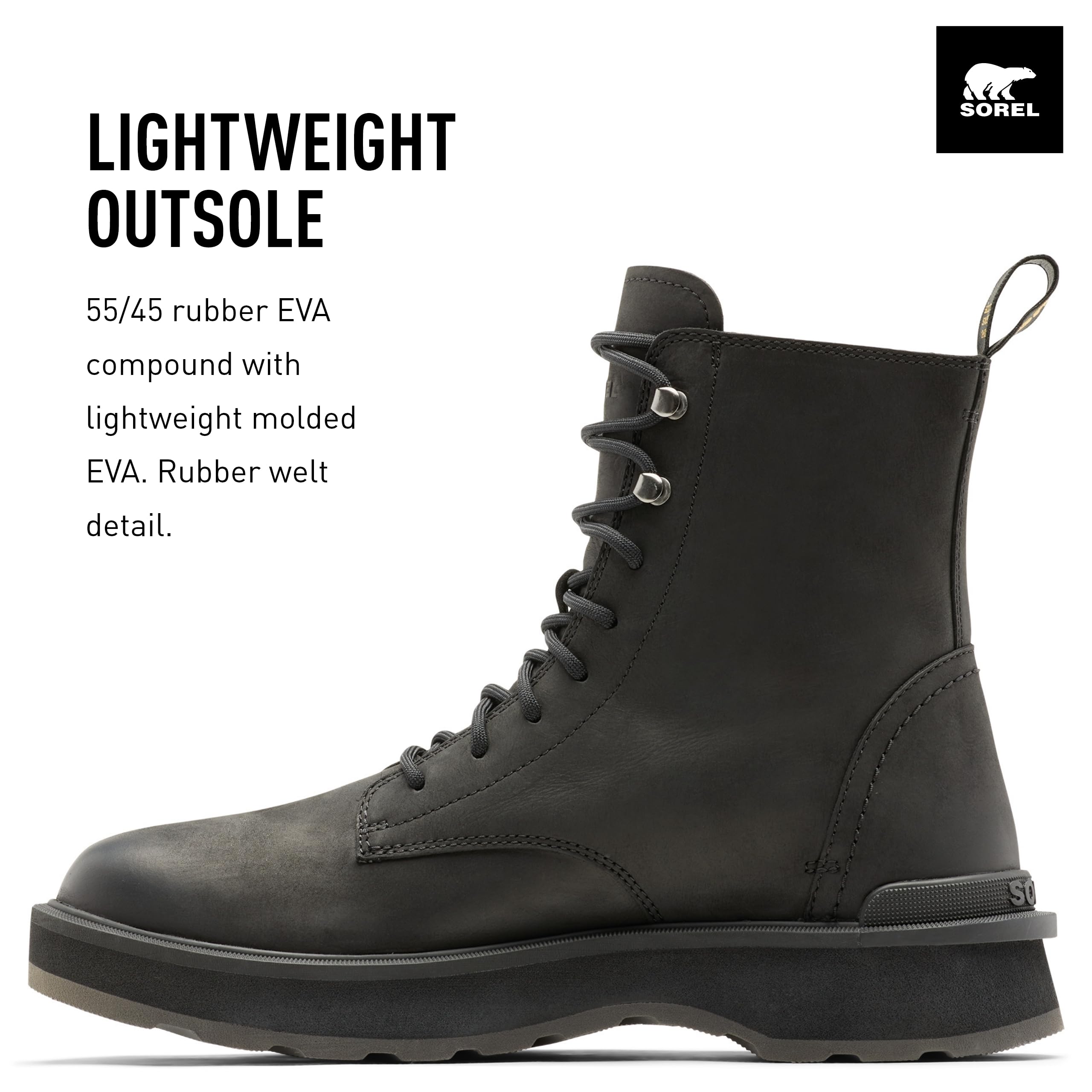 Sorel Men's Hi-Line Lace Boots - Black, Jet - Size 9.5