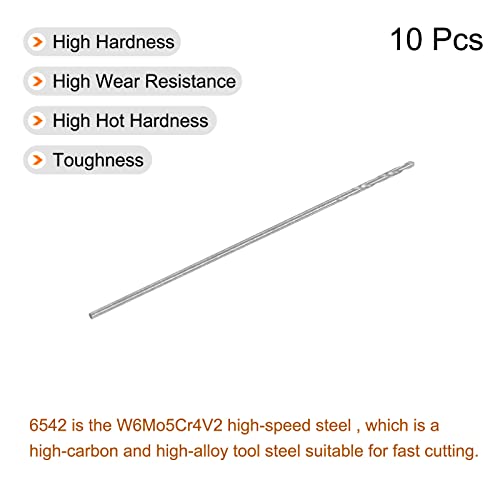 uxcell 10 Pcs 0.4mm HSS(High Speed Steel) W6542 Micro Drill Bits, Fully Ground Jobber 20mm Length Drill Bit for Mild Steel Copper Aluminum
