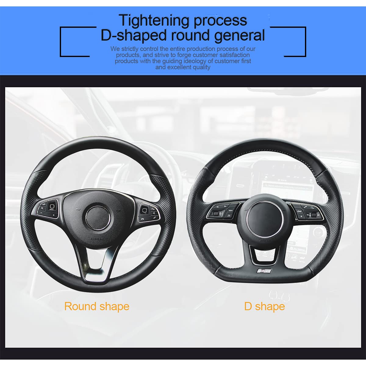 LoyaForba Car Steering Wheel Cover, Non-Slip Microfiber Leather Steering Wheel Cover, Breathable Vehicle Soft Handle Protector, Universal Automotive Interior Accessories for Women Men Girls (Blue)