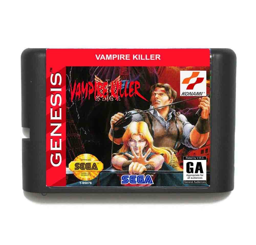 Vampire Killer Game Cartridge 16 Bit MD Game Card With Retail Box For Sega Mega Drive For Genesis (Black)