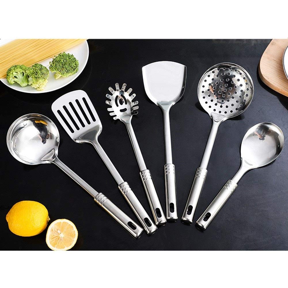 LMMDP Kitchen Cooking Set Stainless Steel Kitchenware Sets Kitchen Utensils Shovel Spoon Nordic Cookware Ceramic Handle