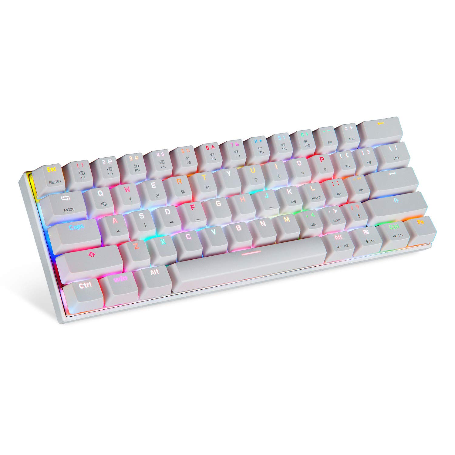 MOTOSPEED 60% Dual-Mode BT5.0/Type-C Mechanical Keyboard, 61 Keys Bluetooth Mechanical Keyboard,Gaming/Office Keyboard for PC/Mac Gamer (Blue Switch, White)