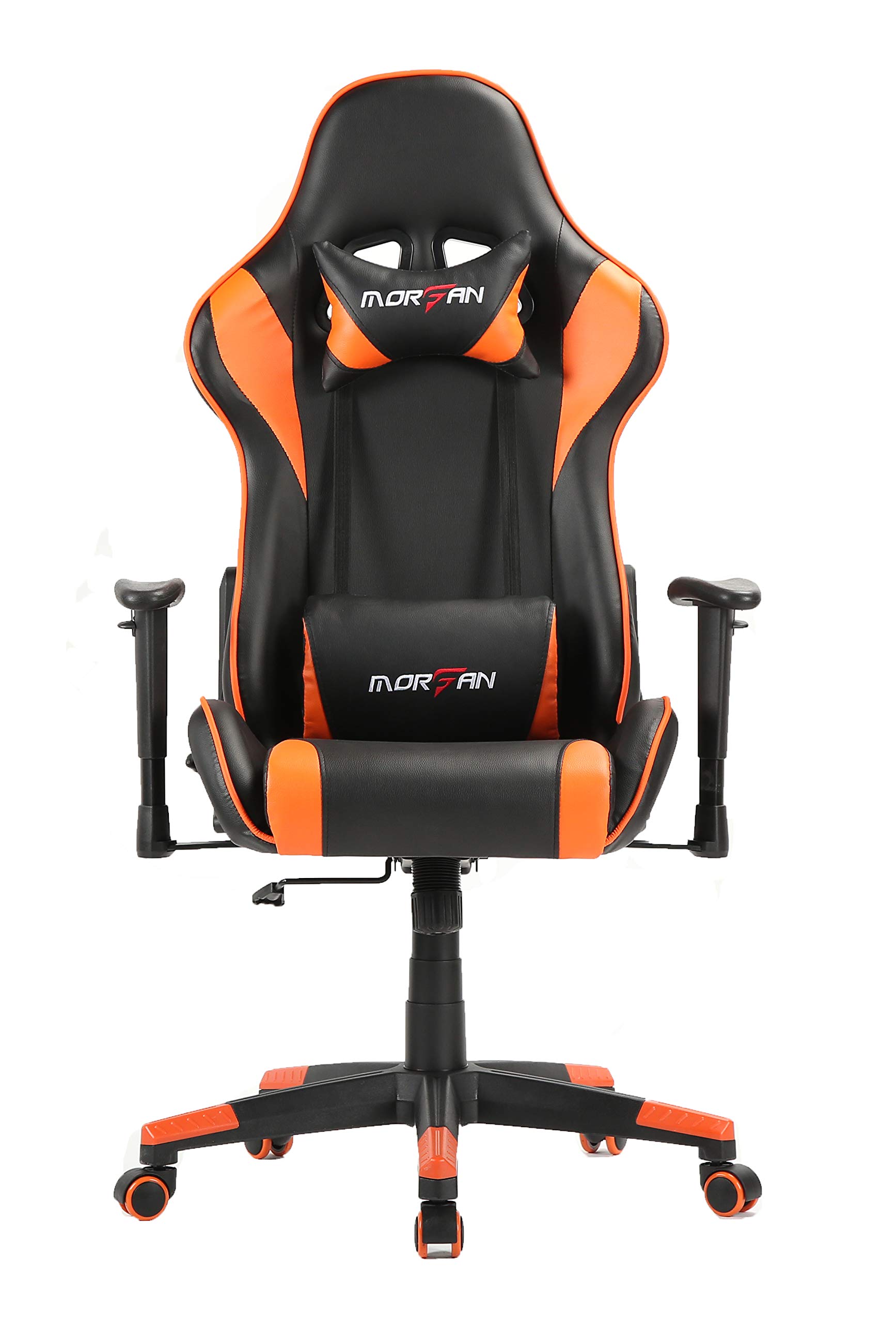 Morfan Gaming Chair New Size with Massage and Rocking Function Computer Office Racing Chair (Orange)