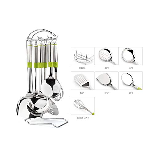 LMMDP Kitchen Suit Cooking Shovel a Soup Spoon Scoop Colander Full Set of Cooker Household Stainless Steel Kitchen Ware Seven
