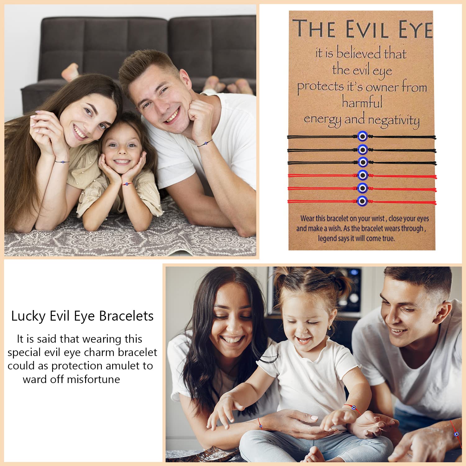 MANVEN Evil Eye Bracelet Nazar Kabbalah Red Protection Bff Friendship Ojo Turco Good Luck String Bracelets for Women Men
