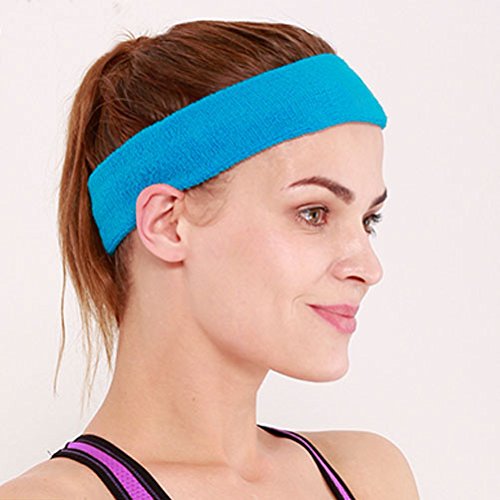 MAKLULU Double Terry Headbands for Sports & Outdoors, Moisture Sweat Wicking with 2 ply 100% Cotton Surface, 4PCS Colorful Pack - T02