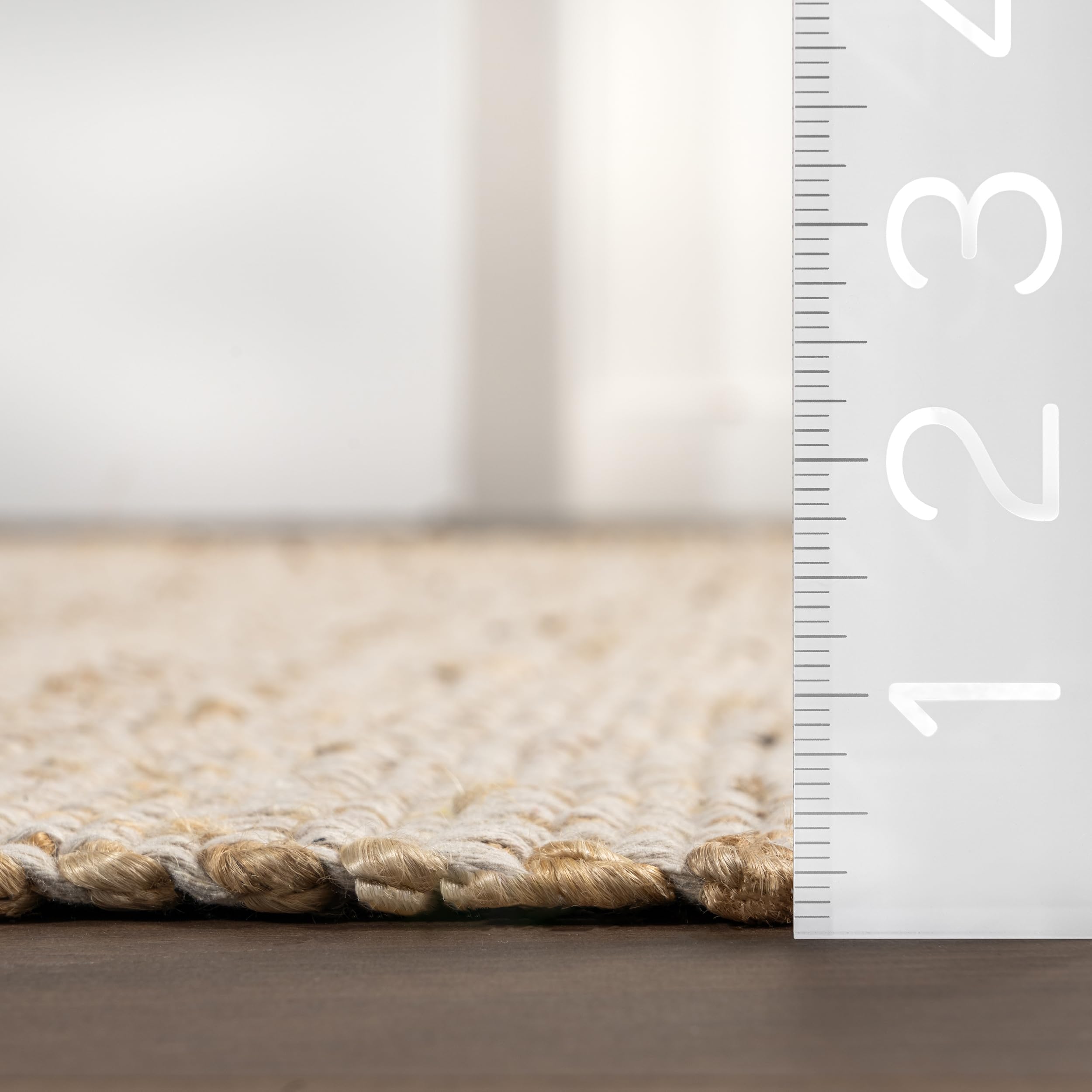 nuLOOM 2x10 Elfriede Jute & Cotton Hand Woven Area Rug, Natural, Solid Rustic Farmhouse Style, Weaved Design, Natural Fiber, For Bedroom, Living Room, Dining Room, Hallway, Office, Entryway