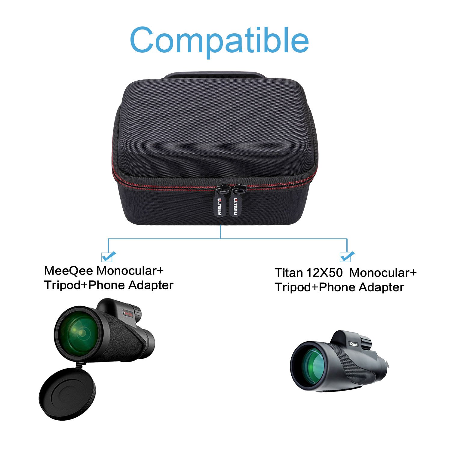 LTGEM Monocular Case Hard Carrying Case Compatible for Gosky 12X55 or Titan 12X50 or Pankoo 40X60 High Power Prism Monocular Telescope