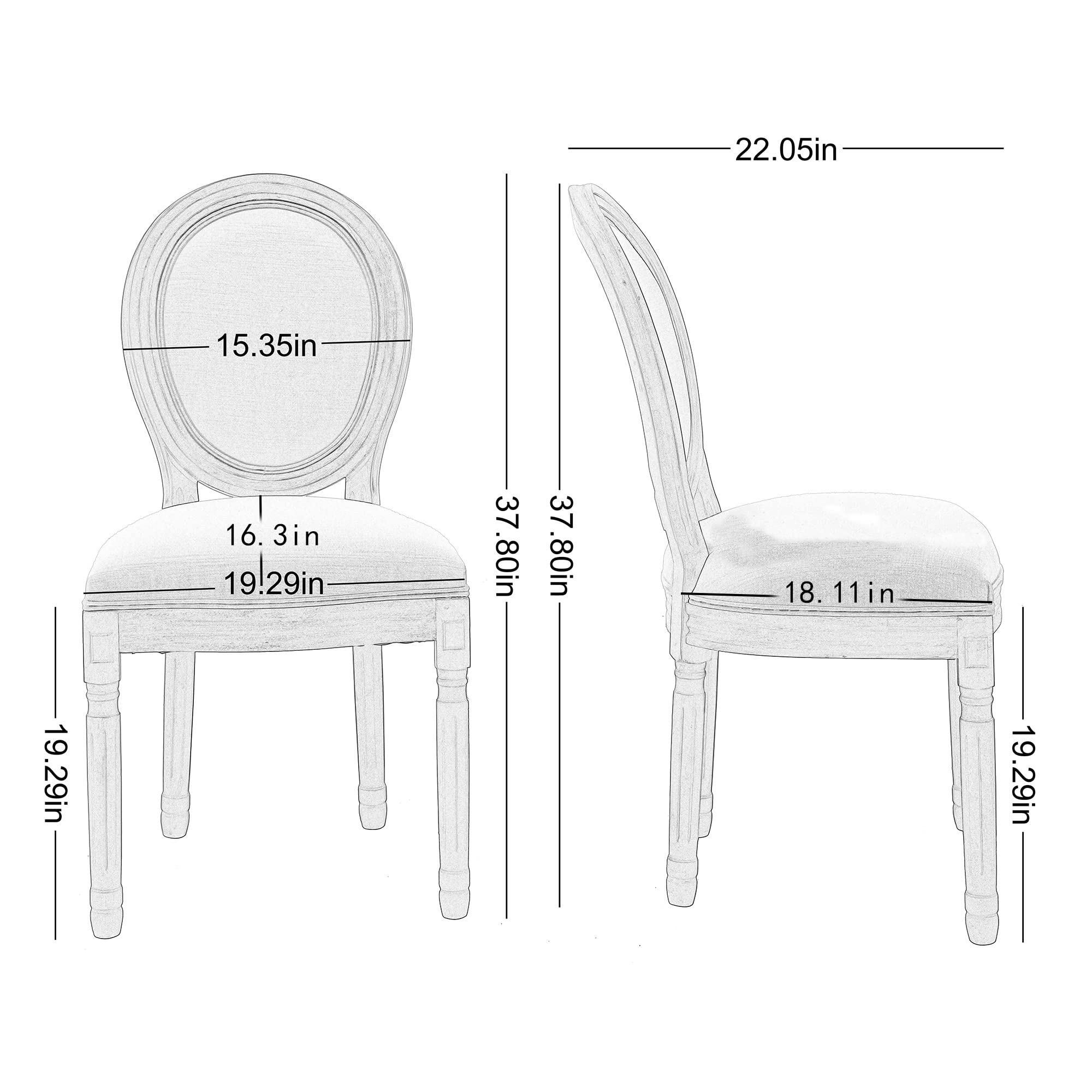 Merax Dining Chairs, Dining Room Chairs Set of 2, Upholstered Fabrice French Dining Chair with Rubber Legs (Beige, Set of 2)