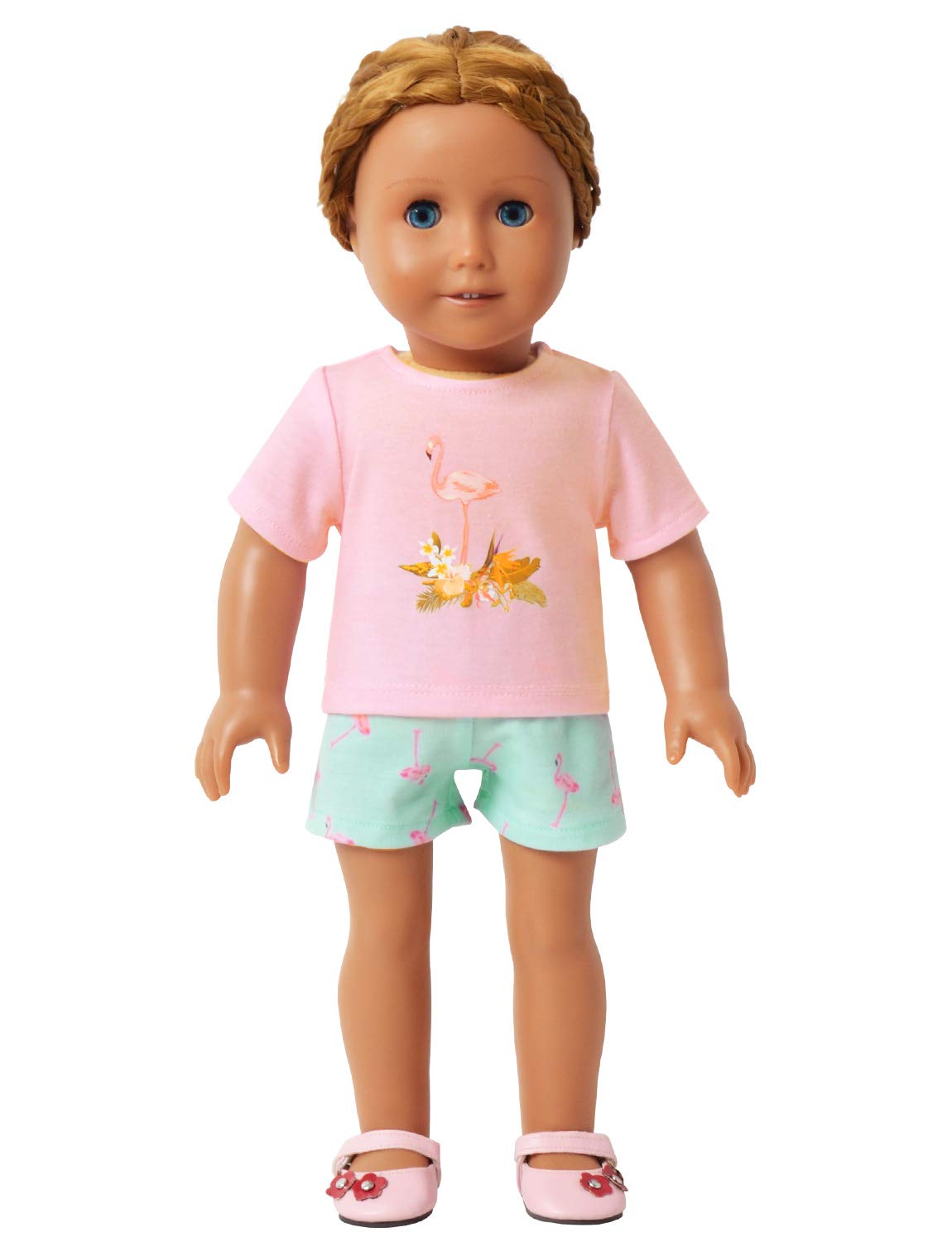 QPANCY Summer Pajamas Matching 18 inch Doll & Girls Size 10 11 Flamingo Pjs Sets Cotton