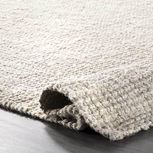nuLOOM Ashli Solid Farmhouse Jute Area Rug, 6' Round, Off-white