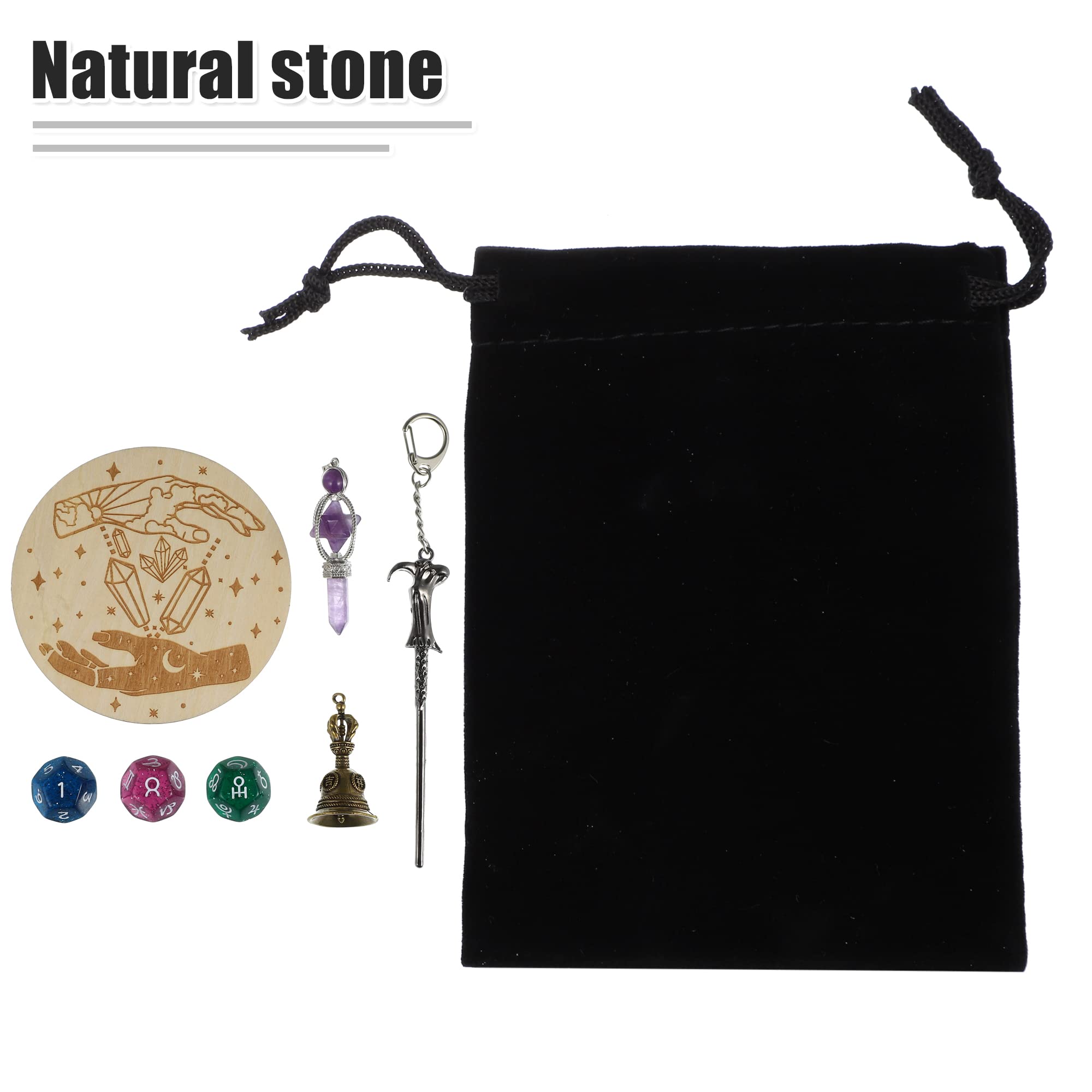VOCOSTE Faux Crystal Stone Set for Stress Relax, Pendant, Scepter, Bell, Dice and Pendulum Board, Women's Accessories, Multicolor