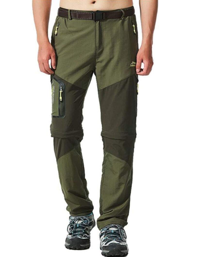 Men's Water-Repellent Quick Dry Convertible Pants Army Green Asian 2XL