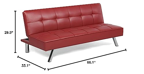 Serta Rane Vegan Leather Futon, Red