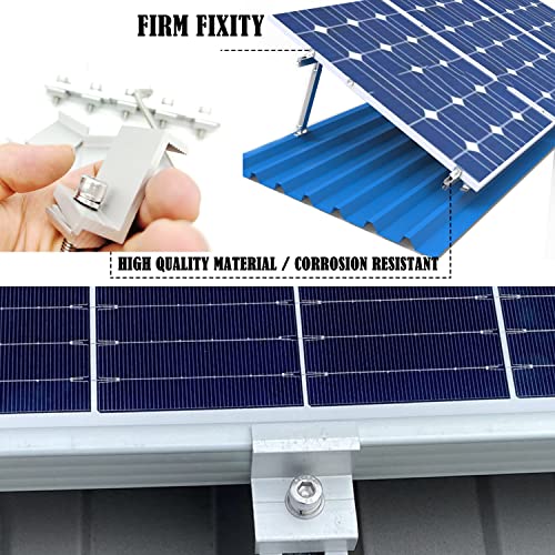 Solar End Clamp,Solar Panel Mounting Brackets,Adjustable PV Photovoltaic Mounting Clamp Bracket for RVs,Boats,Roofs,Walls and Other Off-Ground Roof Installations (40*35mm)