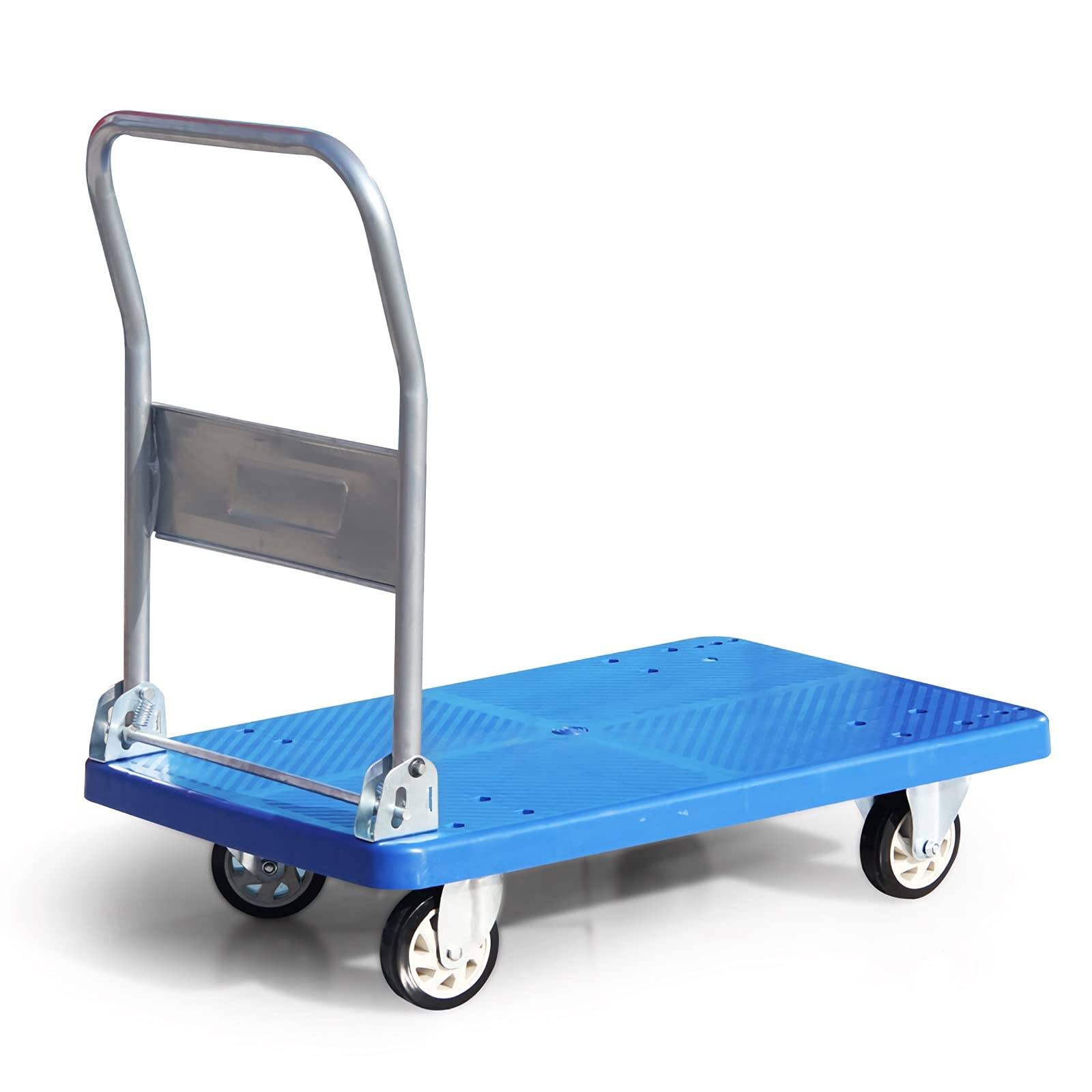 WALDOR Folding Hand Truck Platform Truck Foldable Push Cart Thickened Plastic Deck Metal Handle and Silent Wheels 360 Degree Moving for Indoor Outdoor Portable Dolly for Moving