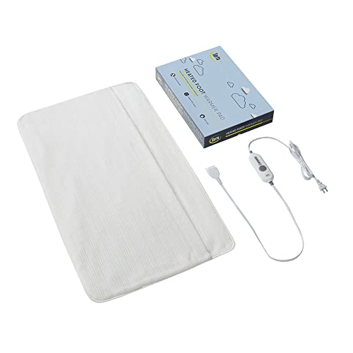 Serta Siena Heating Pad Large Foot Warmer, Soft Sleeve Pocket, Auto Shut Off Multi-Heat Setting Controller, Extra Wide Electric Heated Wrap For Shoulder, Back, Stomach Comfort 35"x20" Ivory