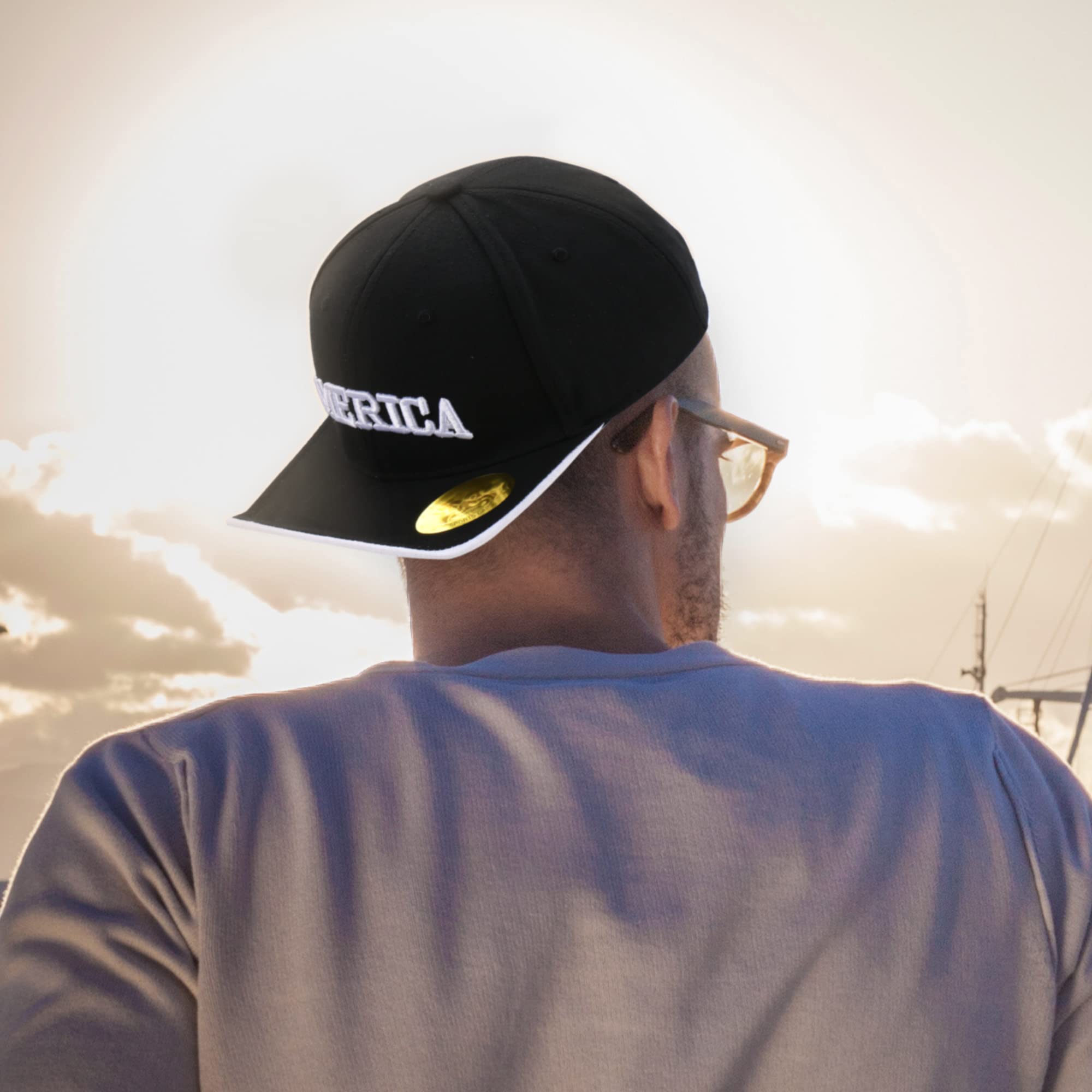 Upturned Brim Snapback Hats for Men Adjustable Two Tone Fliped Up Brim Trucker Snap Backpack Fitted Turn-up Brim Baseball Caps White
