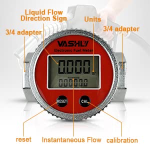 Vashly Turbine Flow Meter 3/4" inch with Digital LCD Display for Measure Diesel Kerosene Gasoline