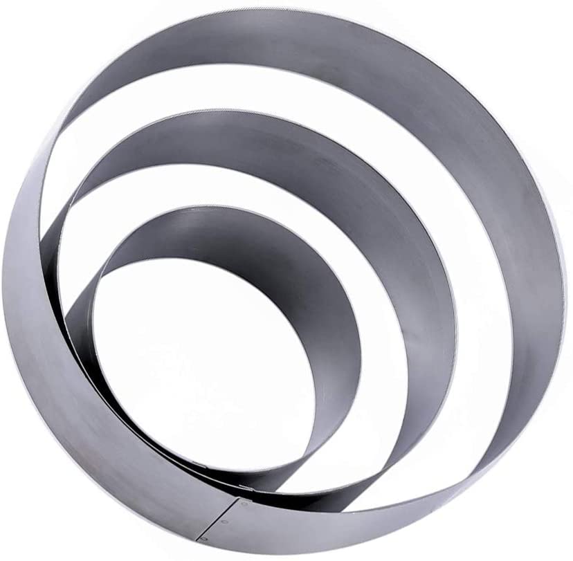 Siking Stainless Steel 4 / 6 / 8 Inch Round Cake Ring Mold Round Cutter Pancake Mold For Mousse Cheese Cookie Salads Onigiri (Round), H 11- 3