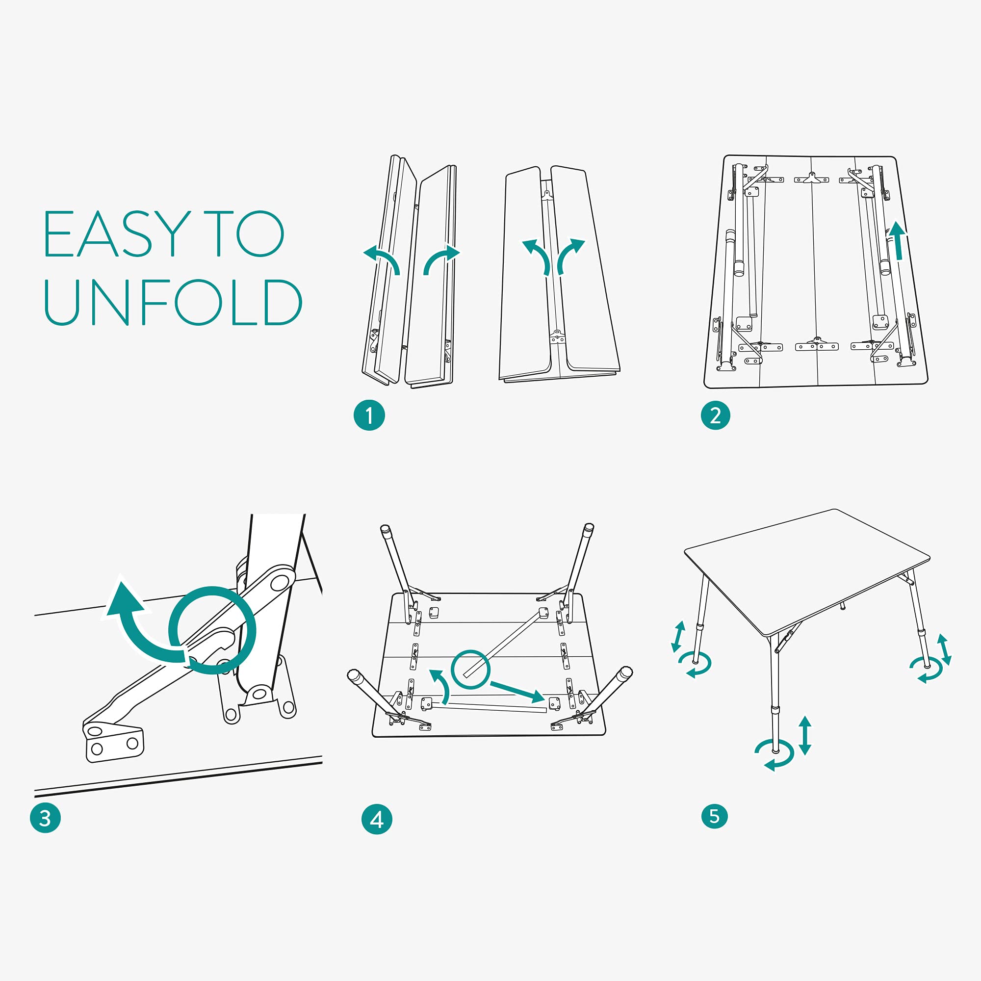 Navaris Portable Folding Bamboo Table - 39.4" x 25.6" Height Adjustable, Camping Table for Outdoors, Picnics with Telescopic Aluminum Legs with Shelf