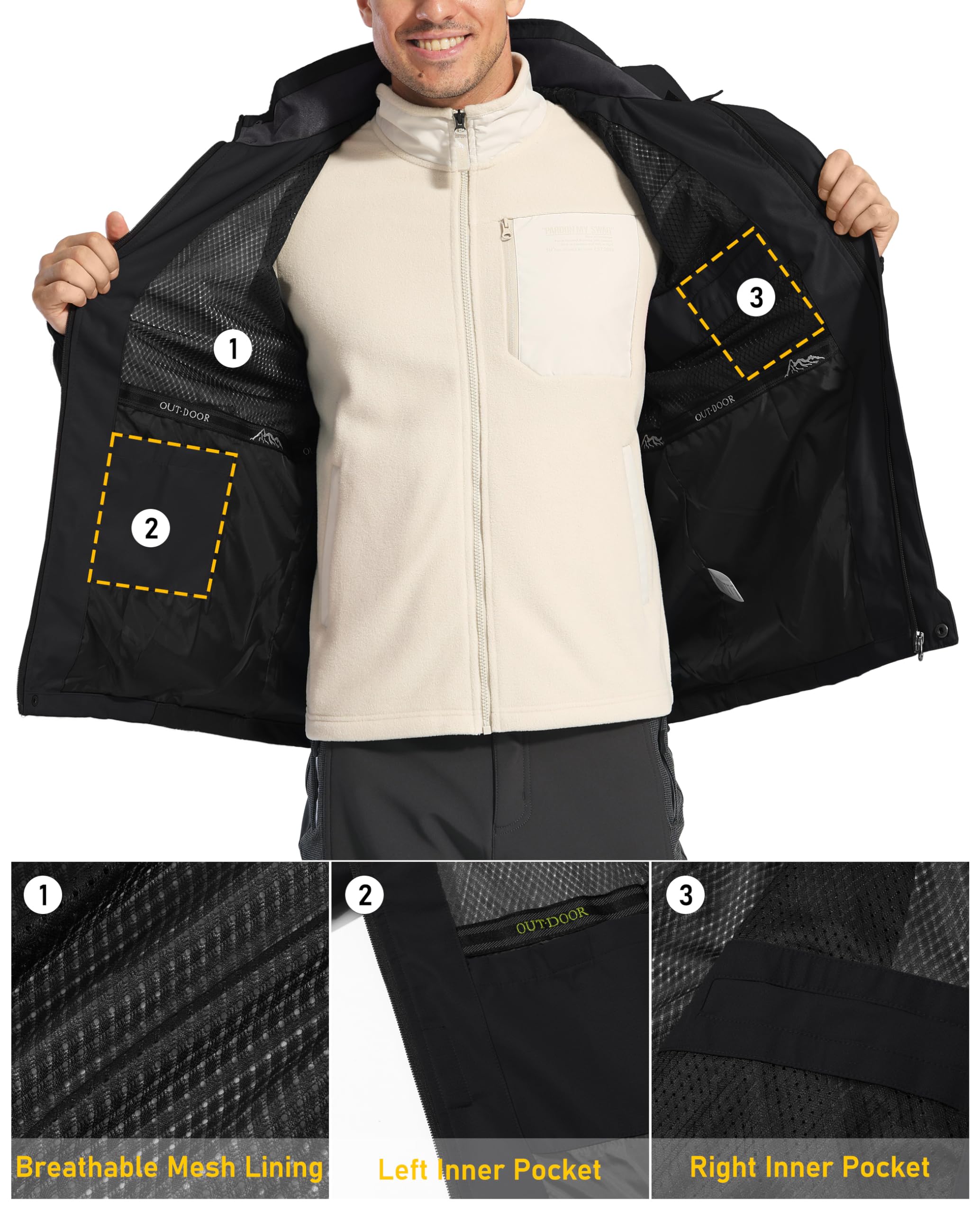 MAGCOMSEN Mens Windbreaker Jackets Rain Jacket Climbing Waterproof Jacket Travel Lightweight Jacket Cycling Jacket Outdoor Coats
