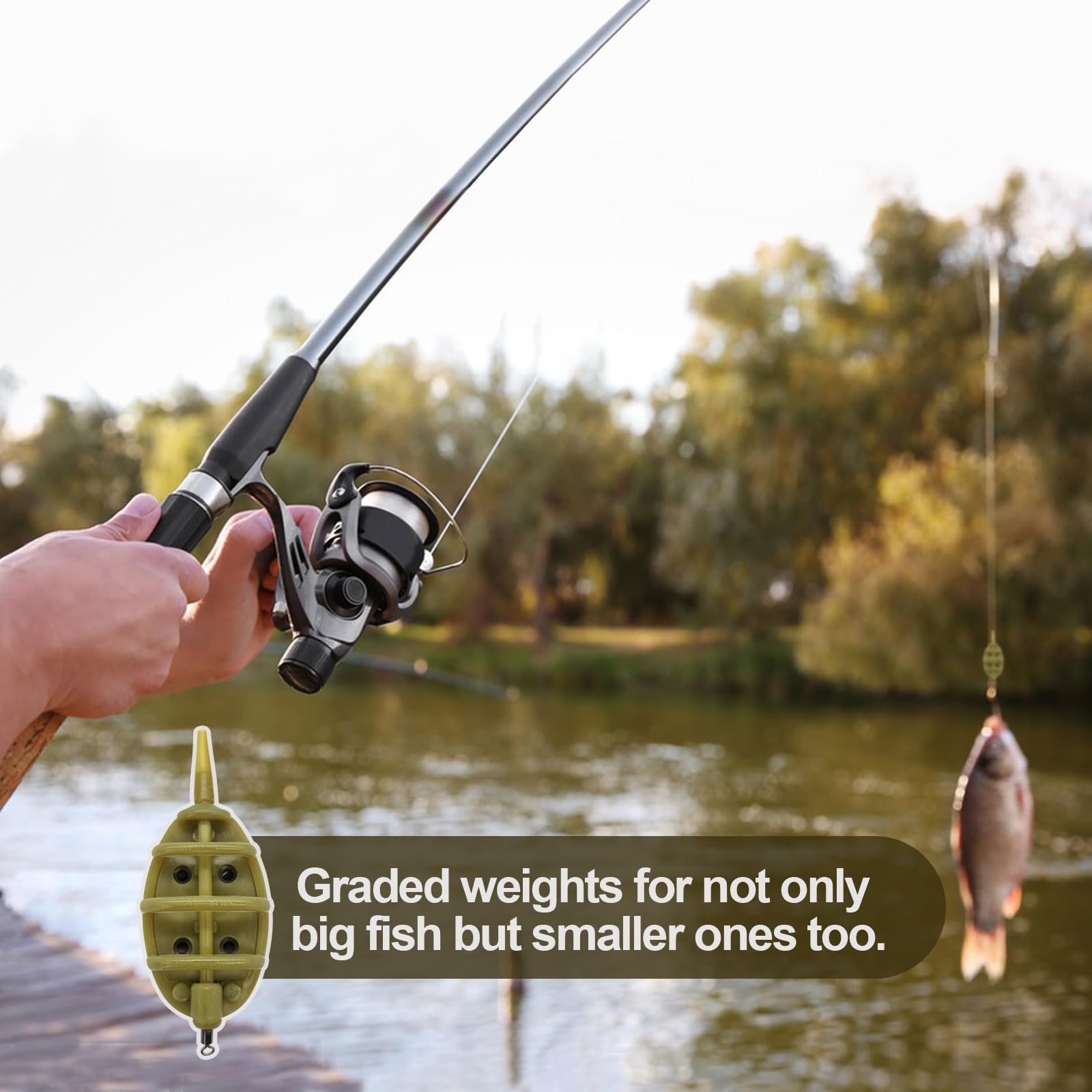 Medsuo 5pcs Fishing Inline Feeders Set Quick Release Method Feeder and Rubber Mould Flat Method Feeder for Carp Fishing 15g 20g 25g 35g (Brown)