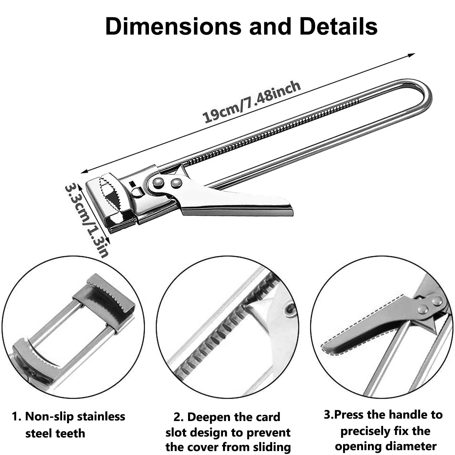 Stainless Steel Jar Opener, with Bottle Opener Keychain, Jar Opener for Weak Hands, Jar Opener for Seniors with Arthritis, Adjustable Stainless Steel Can Opener Kitchen Accessories