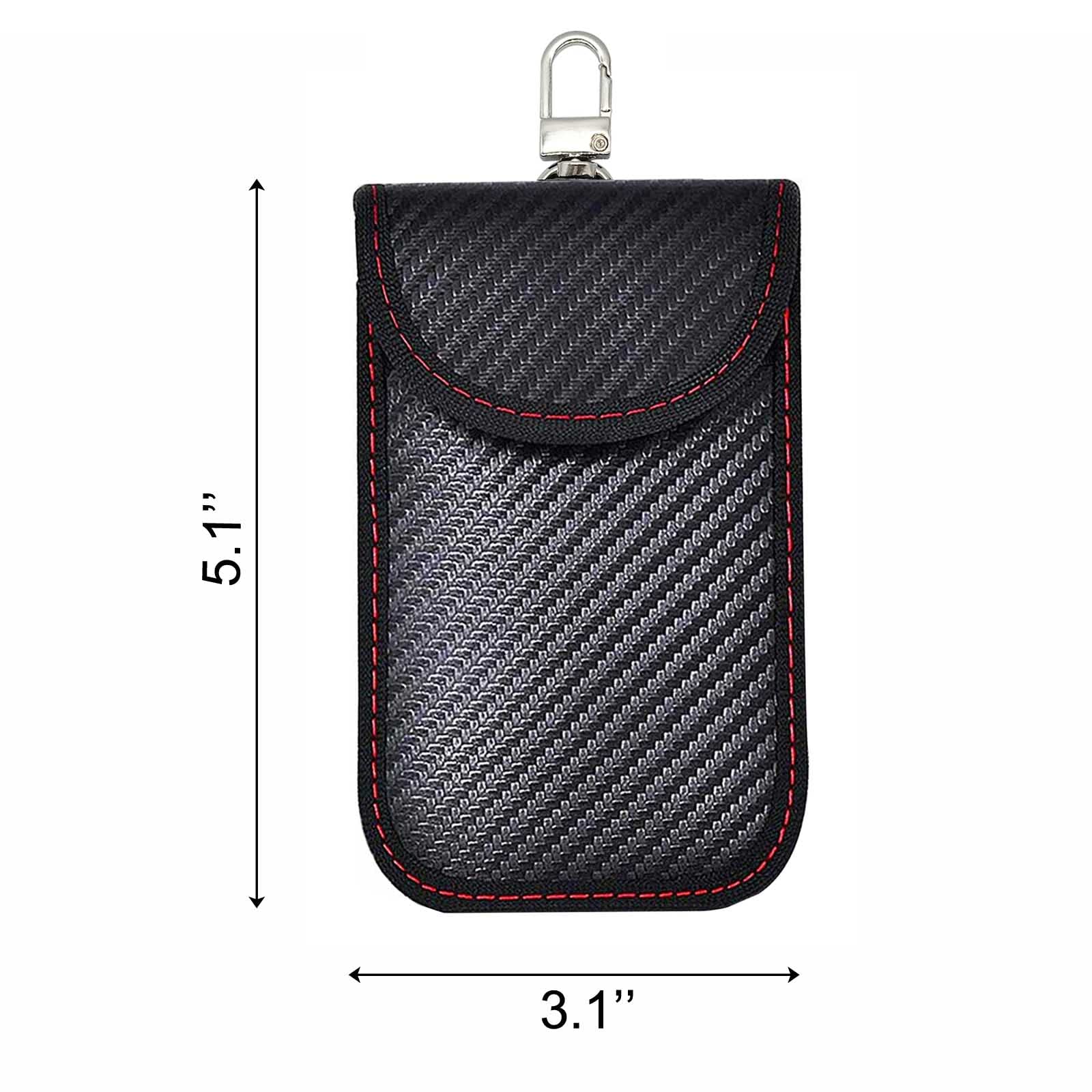 Medsuo Small Faraday Pouch RFID Small Car Key Signal Blocking Pouch with Hook Securing Keyring for Car Keys Anti-Theft Remote Entry