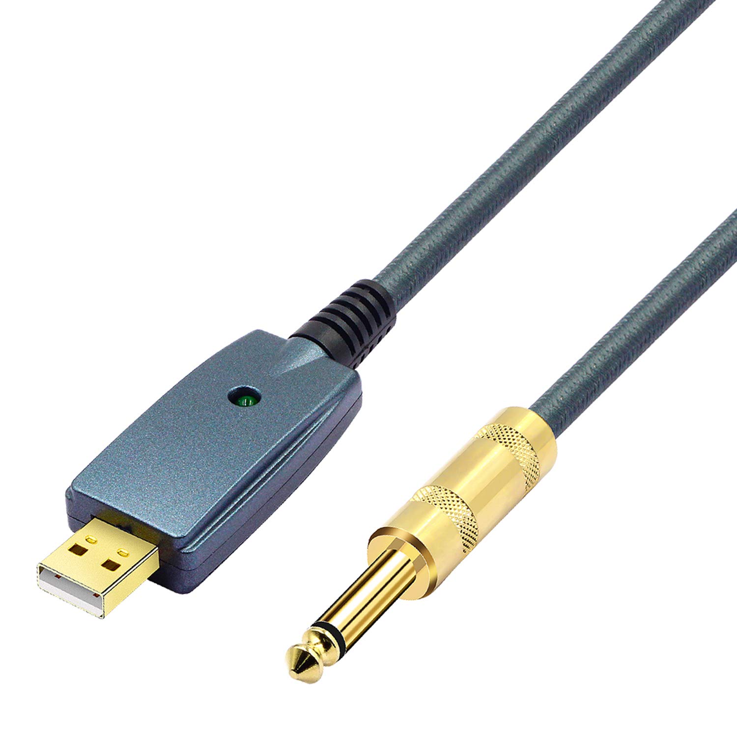 MeloAudio 10FT USB Guitar Cable Guitar Cord USB 2.0 Male to 6.35mm 1/4 Inch TS Mono Jack Connector Cord Adapter Compatible Windows and MacOS Guitar Base to PC for Music Instrument Recording Singing
