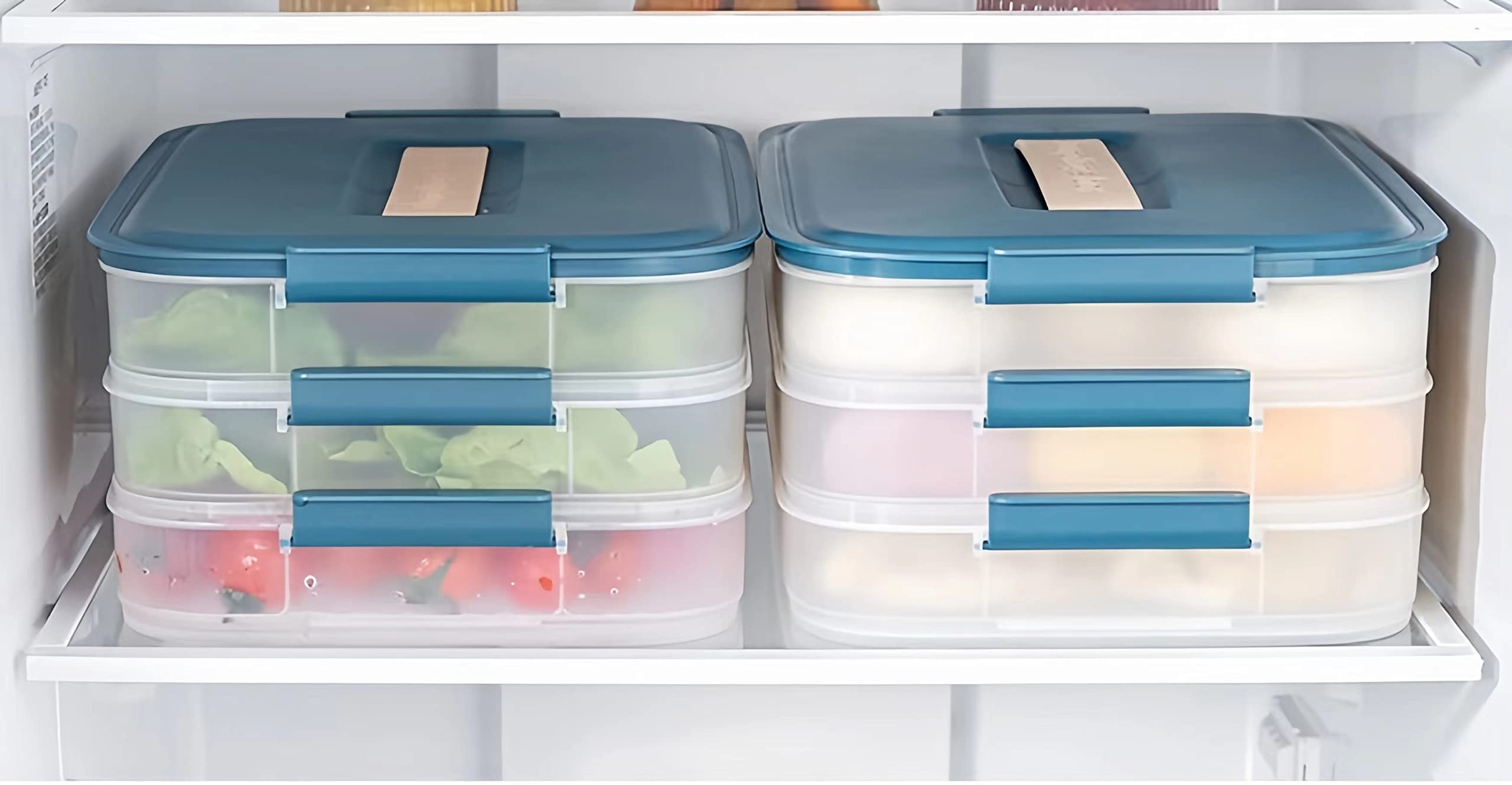 Plastic Bacon keeper with Lids Airtight, Deli Meat Cold Cuts Cheese Saver Food Storage Containers for Refrigerators, Freezer,Shallow Low Profile Christmas Cookie Holder