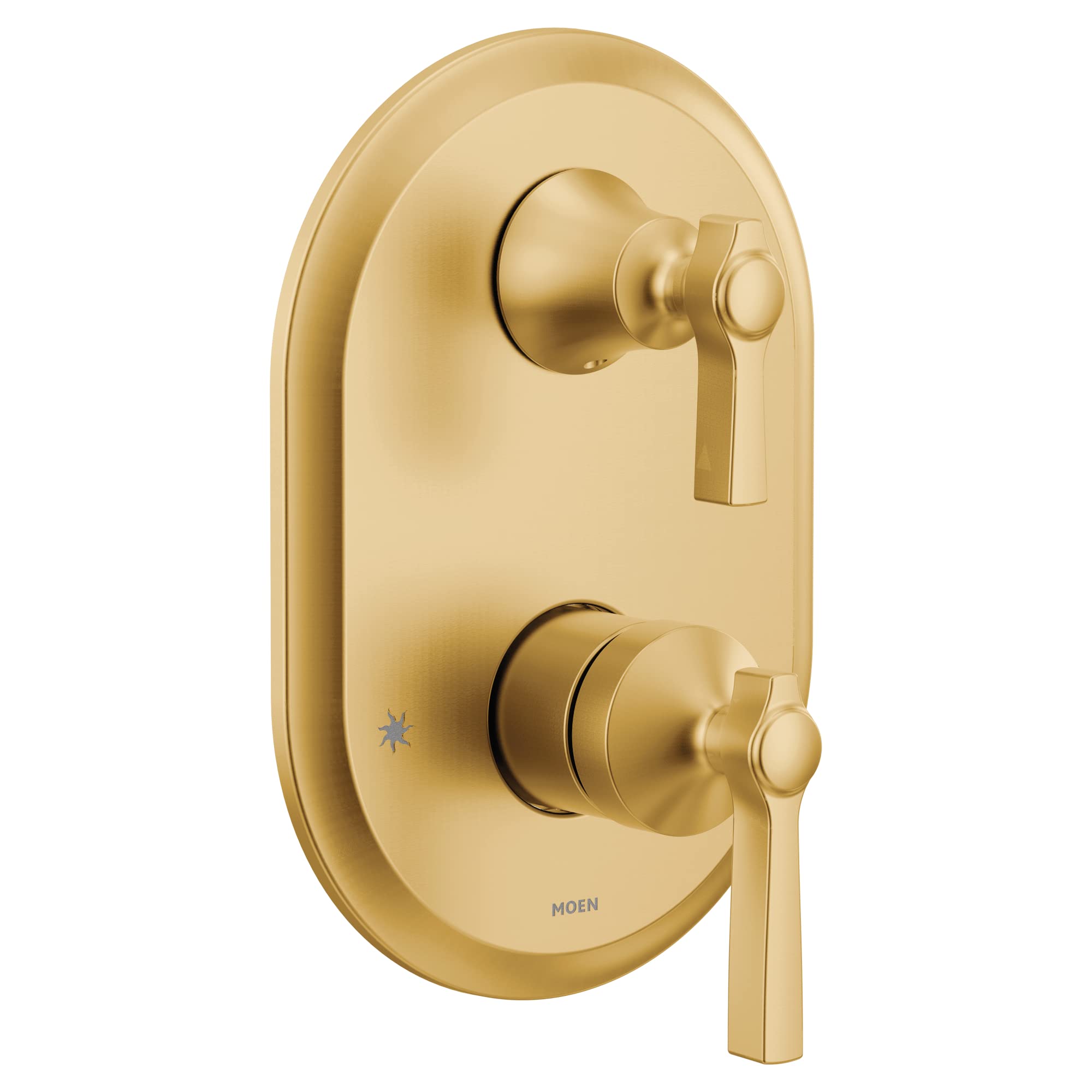 Moen UTS2411BG Flara M-CORE 3-Series 2-Handle Shower Trim with Integrated Transfer Valve, Valve Required, Brushed Gold