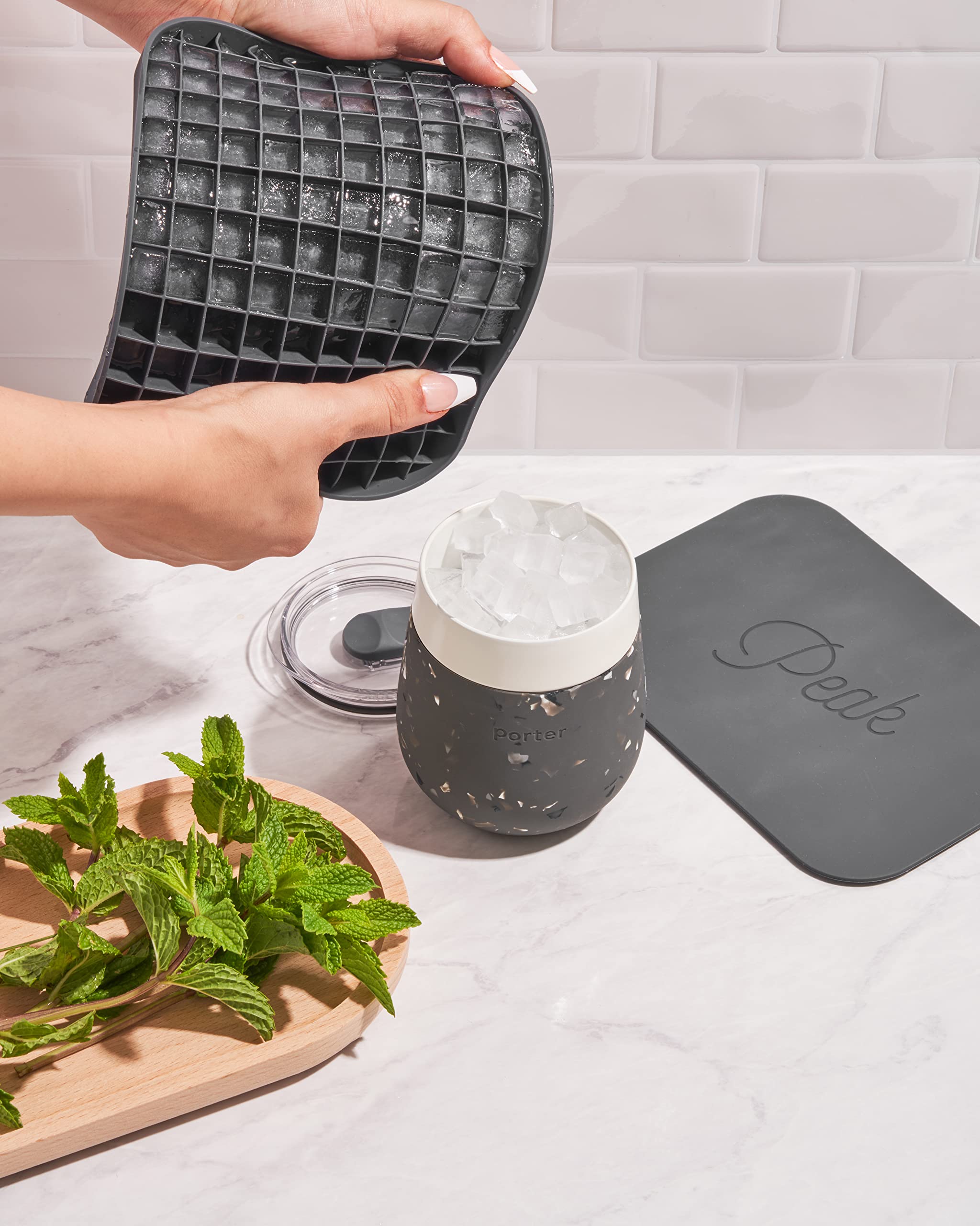 W&P Pebble Ice Tray, Makes 100+ Mini Ice Cubes, Dishwasher Safe, BPA Free, Easy Release Silicone Tray with Protective Lid for Mojitos, Mint Juleps and Iced Tea, 7x5x.5