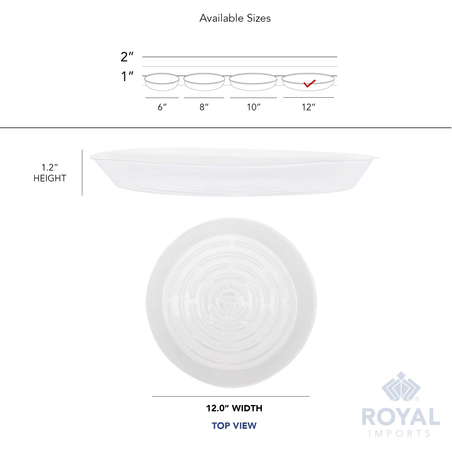 Royal Imports Plastic Planter Saucer, Clear Drip Tray, Flower Pot Disposable Bowl Plate, Moisture Drainage Liner for Home and Garden, 12", 10-Pack