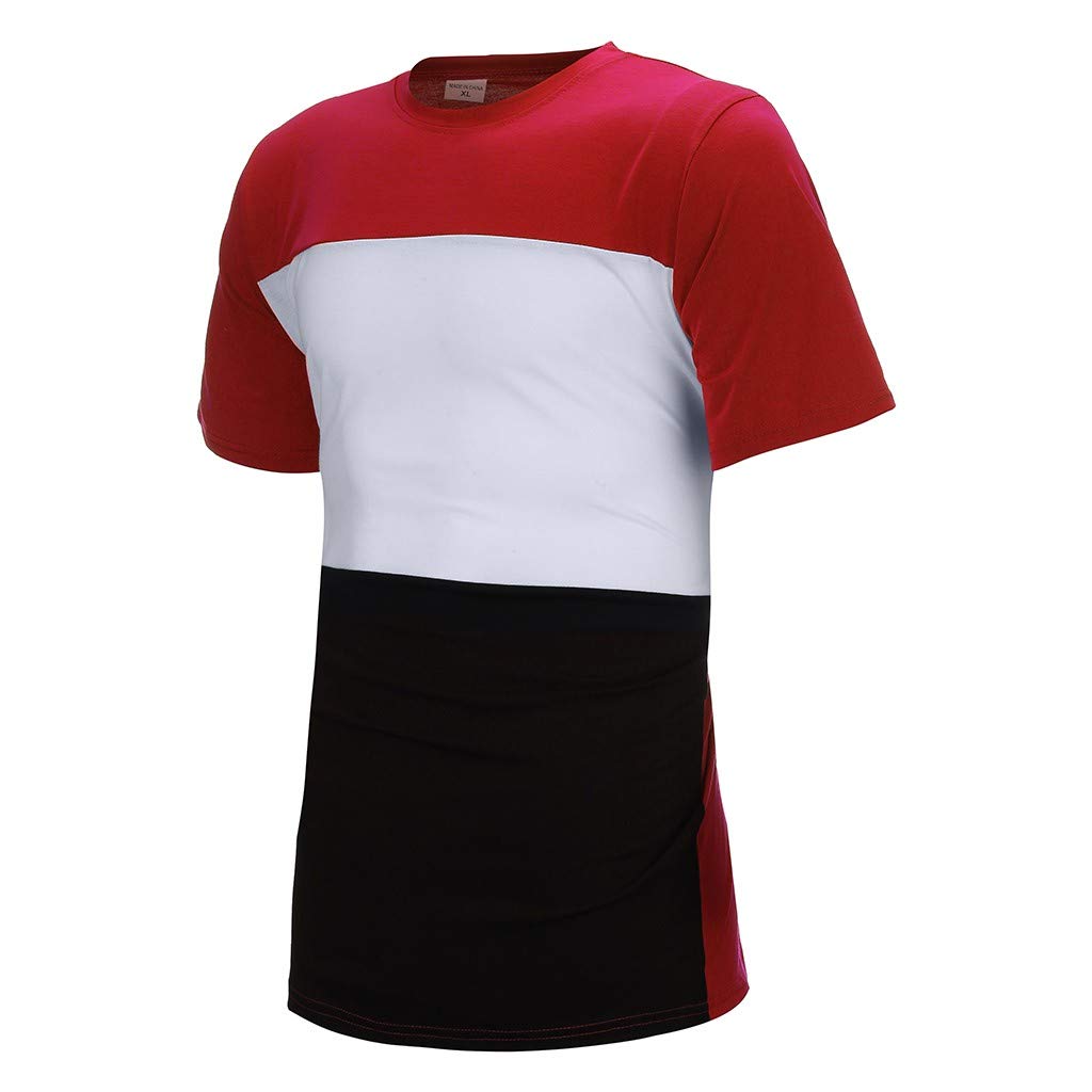 Mens 2 Piece Outfit Sport Set Short Sleeve Summer Leisure Casual Short Thin Sets Red