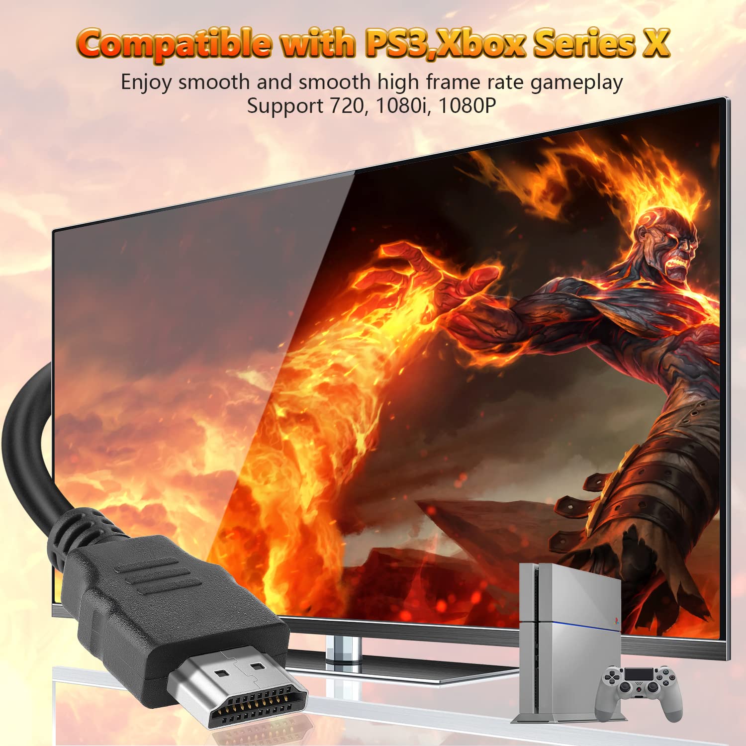 SPOFIT HDMI Cable 10 Pack 3ft, 18Gbps High Speed HDMI Braided Cord,1080p@60Hz,Dolby TrueHD,DTS-HD Compatible with Laptop, Monitor, PS3,TV, More
