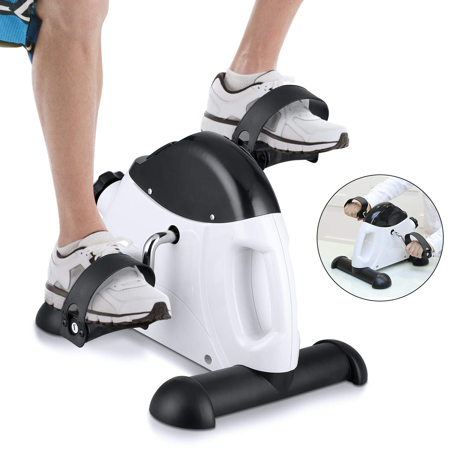 Mini Exercise Bike, Under Desk Bike, Arm & Leg Peddler Machine with LCD Screen Display, Portable Cycle