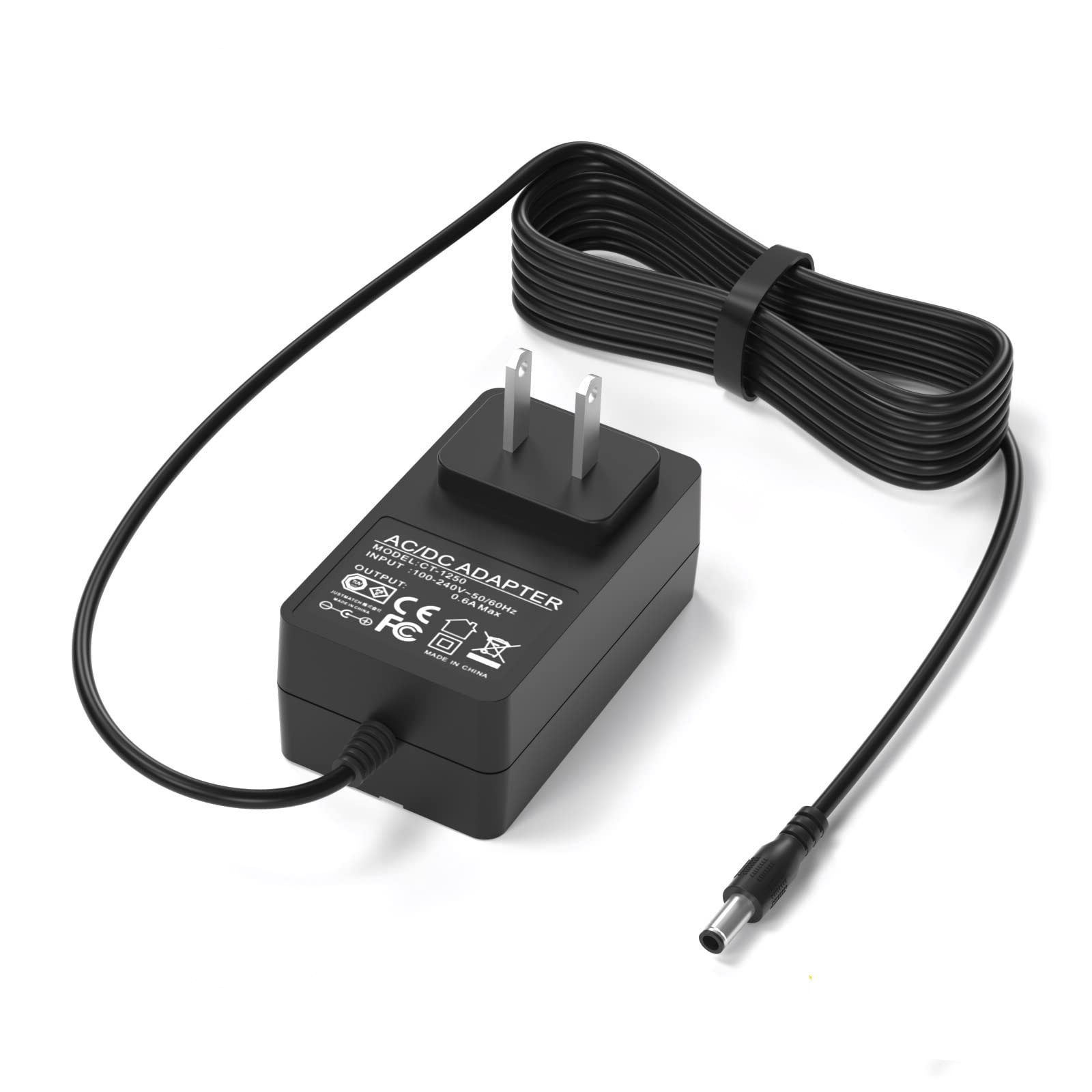 VHBW AC Adapter Power Cord for Audio-Technica AT-LP60X-BK, AT-LP60X-BW, AT-LP120XUSB-BK Direct-Drive Turntable Record Player 12V Charger Power Supply 5.9ft