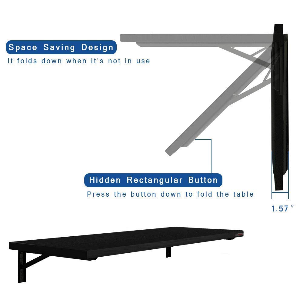 Need Wall Mounted Desk - Heavy Duty Folding Work Table Length 36" Width 20"/Small Space Hanging Desk Perfect Addition to Home/Office/Kitchen & Dining Room AC15CB(9050)