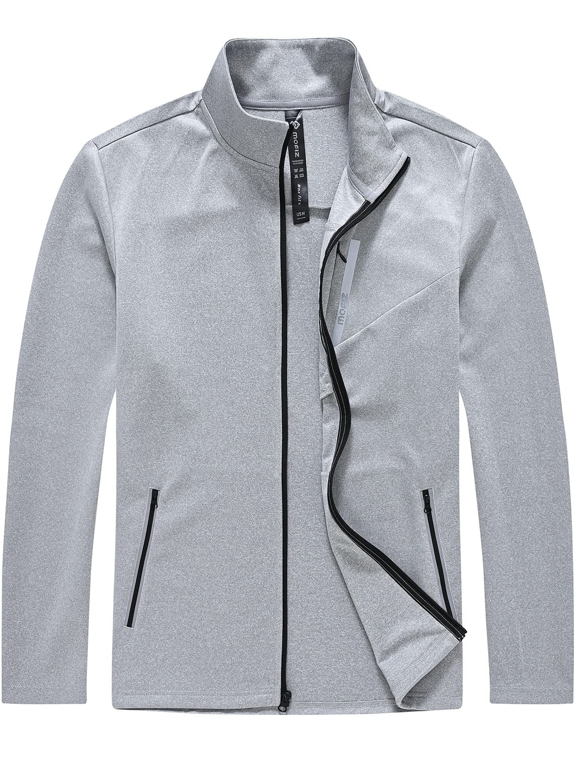 MoFiz Men's Tracksuits,Full Zip Sweat Suits For men,Solid Jogger Sets Active Jackets and Pants 2 Piece Sport Suit For Men's Outfits Light Gray L