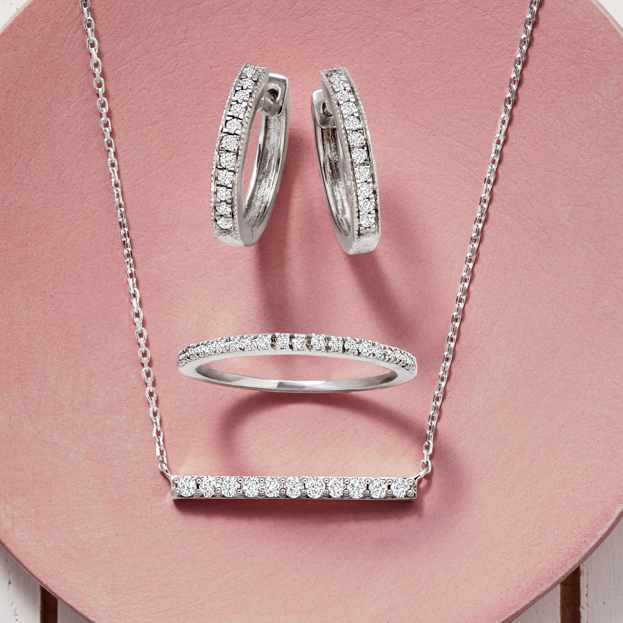RS Pure by Ross-Simons 0.25 ct. t.w. Diamond Bar Necklace in Sterling Silver. 16 inches
