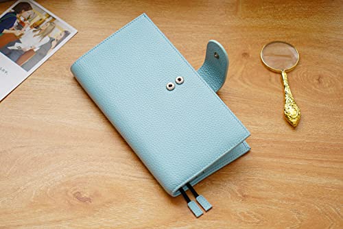 Moterm Leather Cover for Hobonichi Weeks - Fits Hobonichi Weeks/Weeks Mega, with Back Pocket (Pebbled pattern-Light Blue)