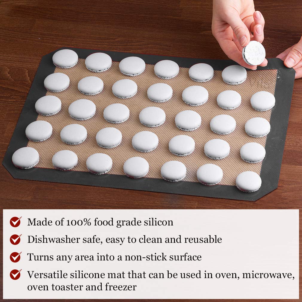Vila 2 Pack Baking Mats, 12β x 17β, Tray Pan Liner for Healthy Dishes, Reusable Non-Stick Cookie Sheets, Perfect for Macarons, Dog, Cat, Parrot Treats, Pastry, Bread, Bun making