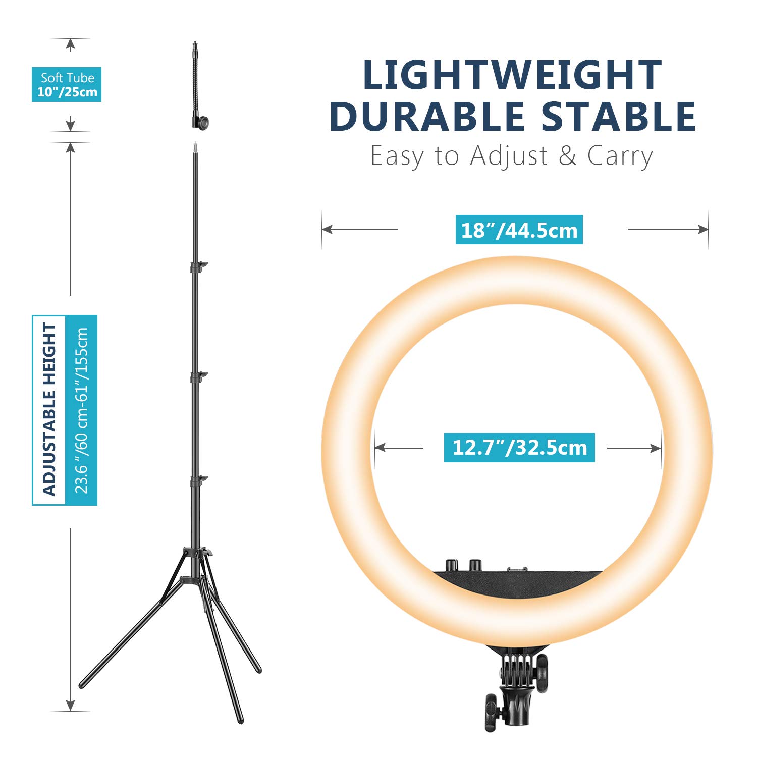 Neewer 14/18-inch LED Ring Light with Stand and 2.4G Wireless Remote, with Soft Tube